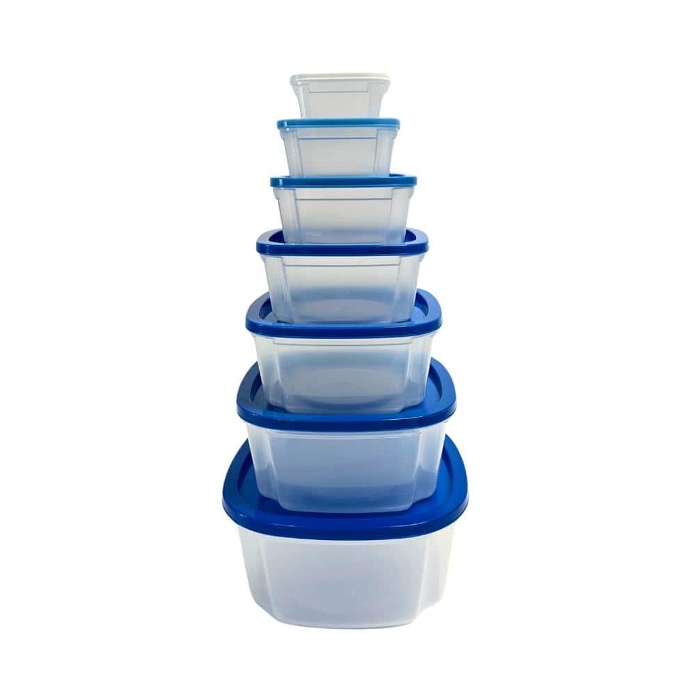 LEXI HOME Gradient Blue 14-Piece Nested Square Plastic Food Storage ...