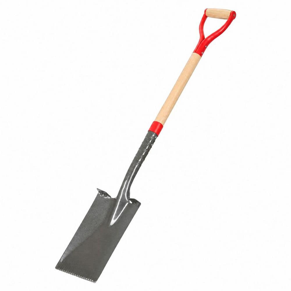 MISOPILY 43 in. Wood Handle 1050MN Steel Shovel with Sawtooth Blade for ...