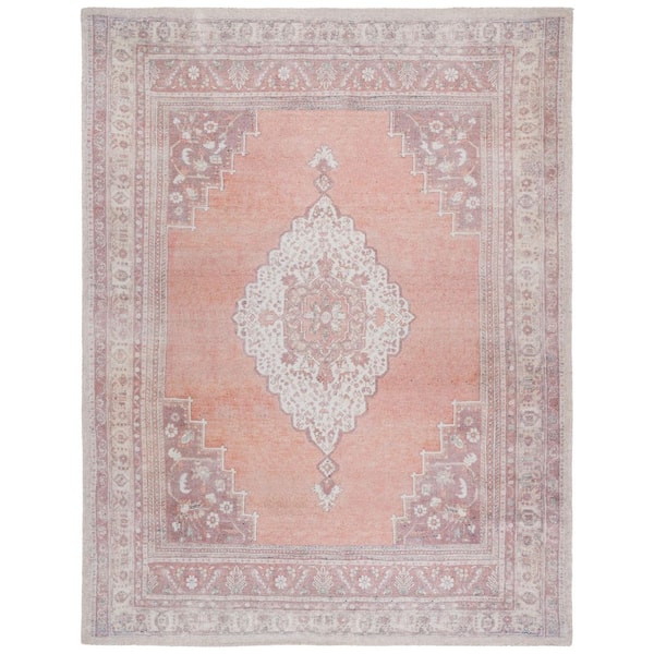 SAFAVIEH Classic Vintage 9 ft. x 12 ft. Ivory/Light Rust Faded ...