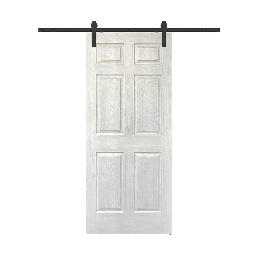 Dessliy 36 in. x 80 in. Silk Gray Panel Interior Sliding Barn Door with ...