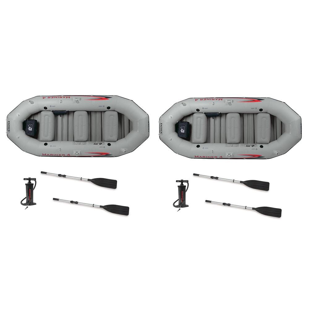 Intex Mariner 4-Person Inflatable River Lake Dinghy Boat and Oars Set ...