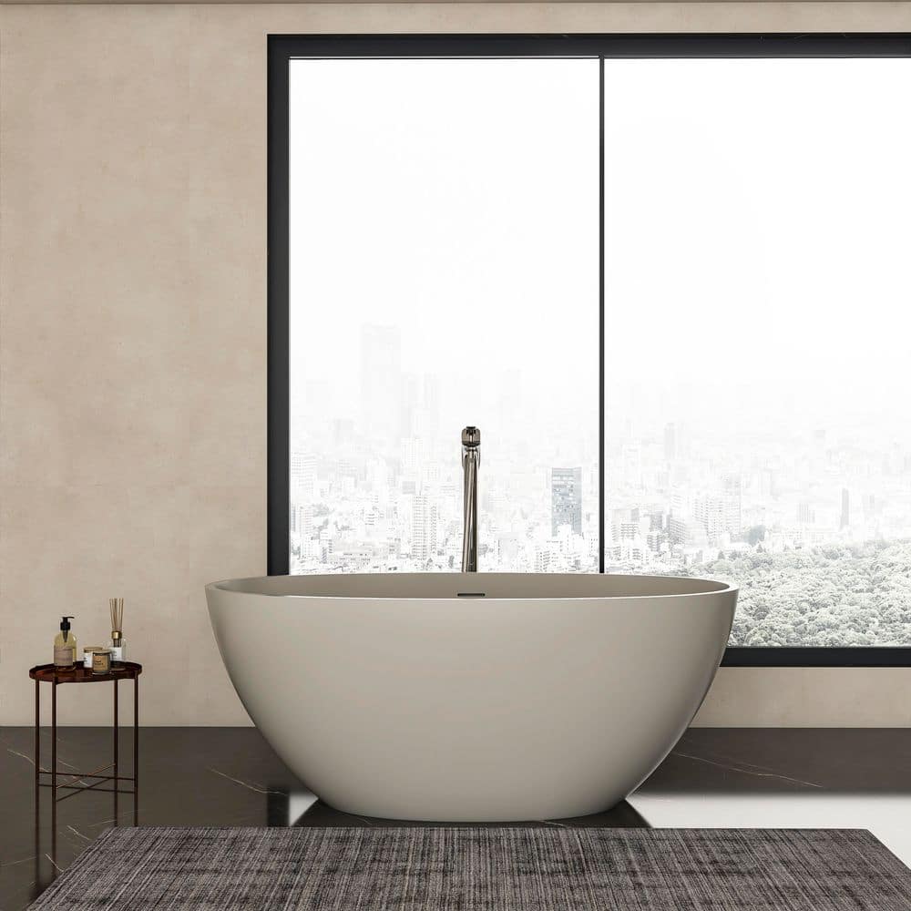 Xspracer Moray 55 in. x 31 in. Solid Surface Stone Resin Flatbottom ...