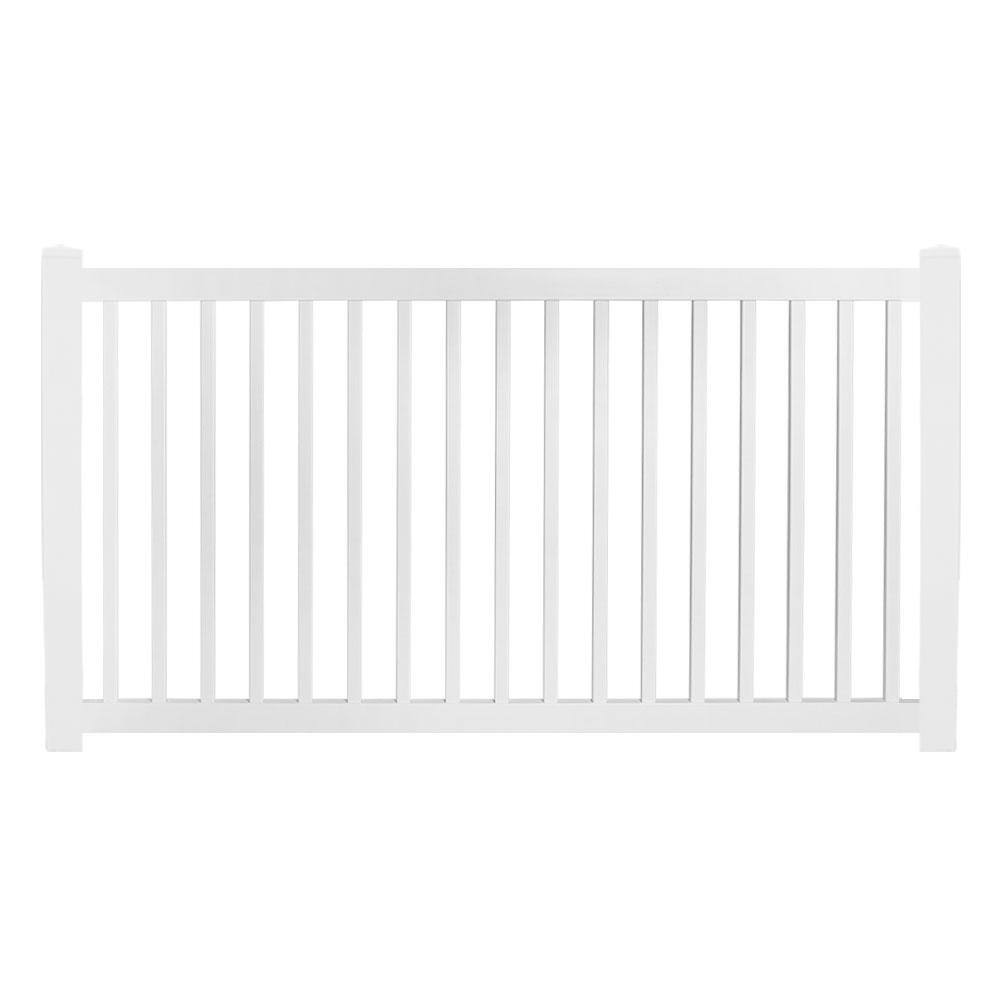 Weatherables 48 in. H x 124 ft. L Neptune White Vinyl Complete Vinyl ...