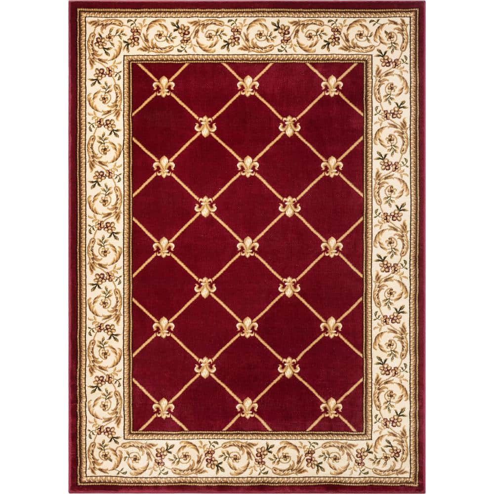 Well Woven Timeless Fleur De Lis Red 11 ft. x 15 ft. Traditional Area ...