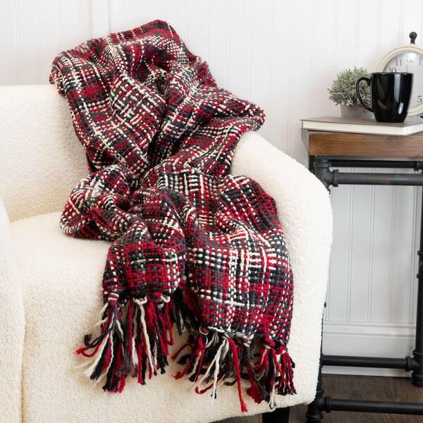 DONNA SHARP Heritage Woven Lumberjack Red Acrylic Throw Blanket 70052 ...