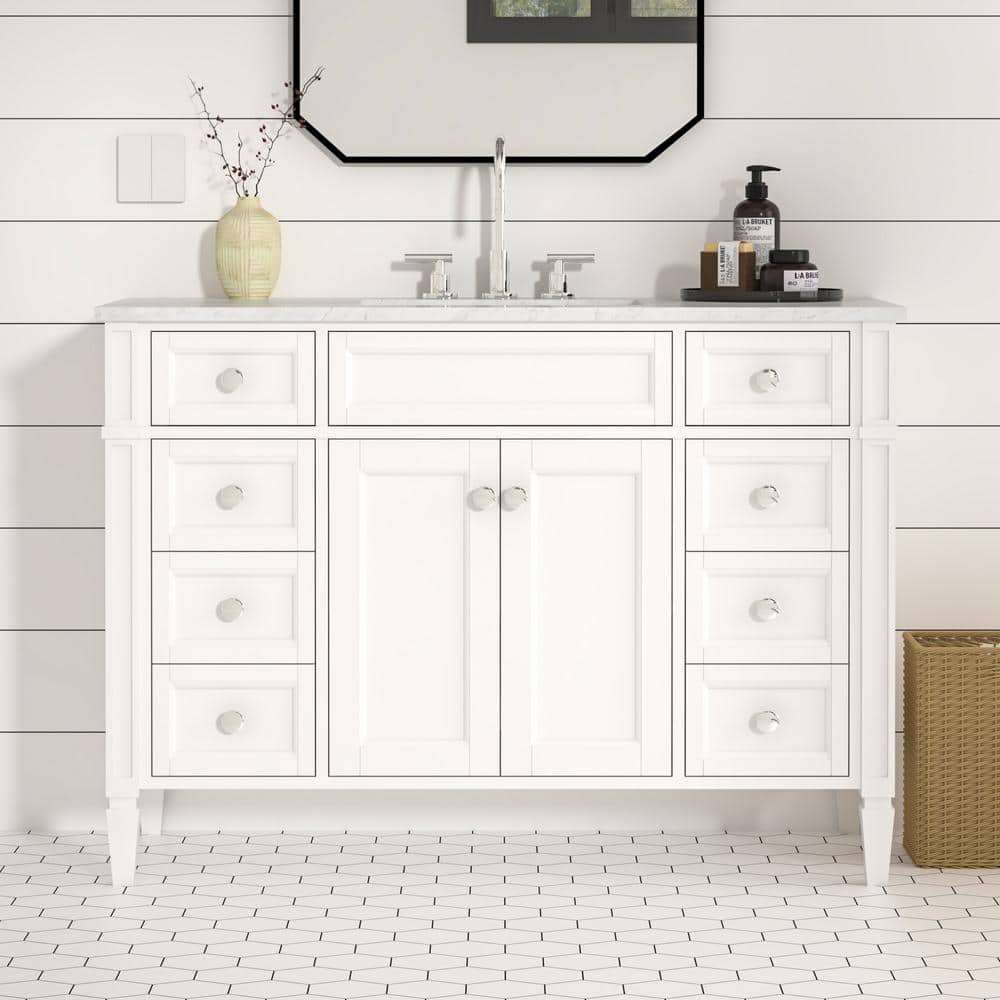 HOMEVY STUDIO Lydia 48 in. W x 21 in. D x 35 in. H Single Sink ...