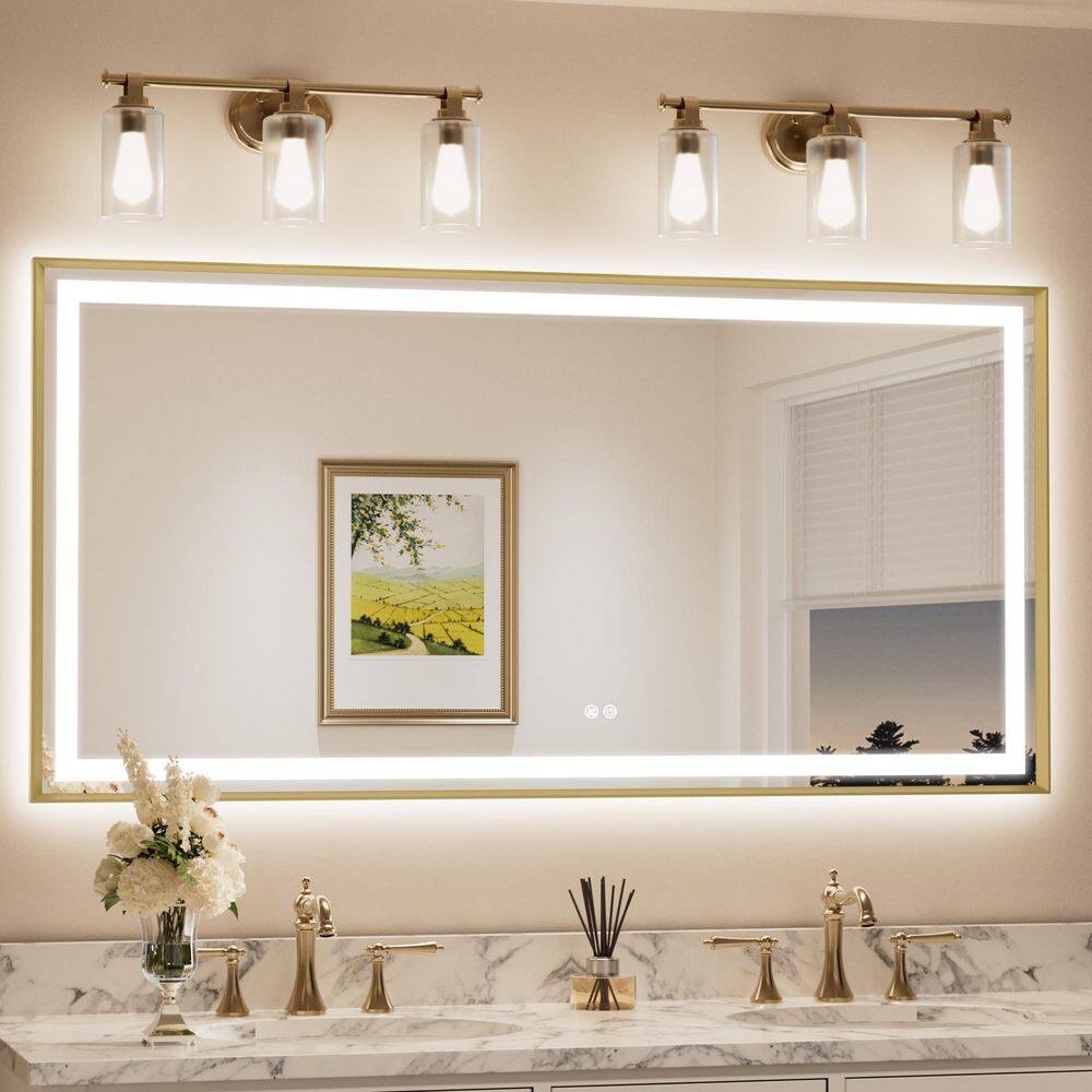 KeonJinn 60 in. W x 30 in. H Rectangular Framed LED Lighted Bathroom ...