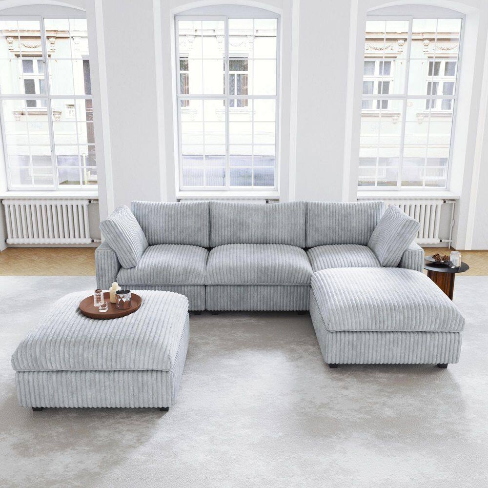 Magic Home Down Filled Oversized 118 in. Square Arm Plush Velvet U ...