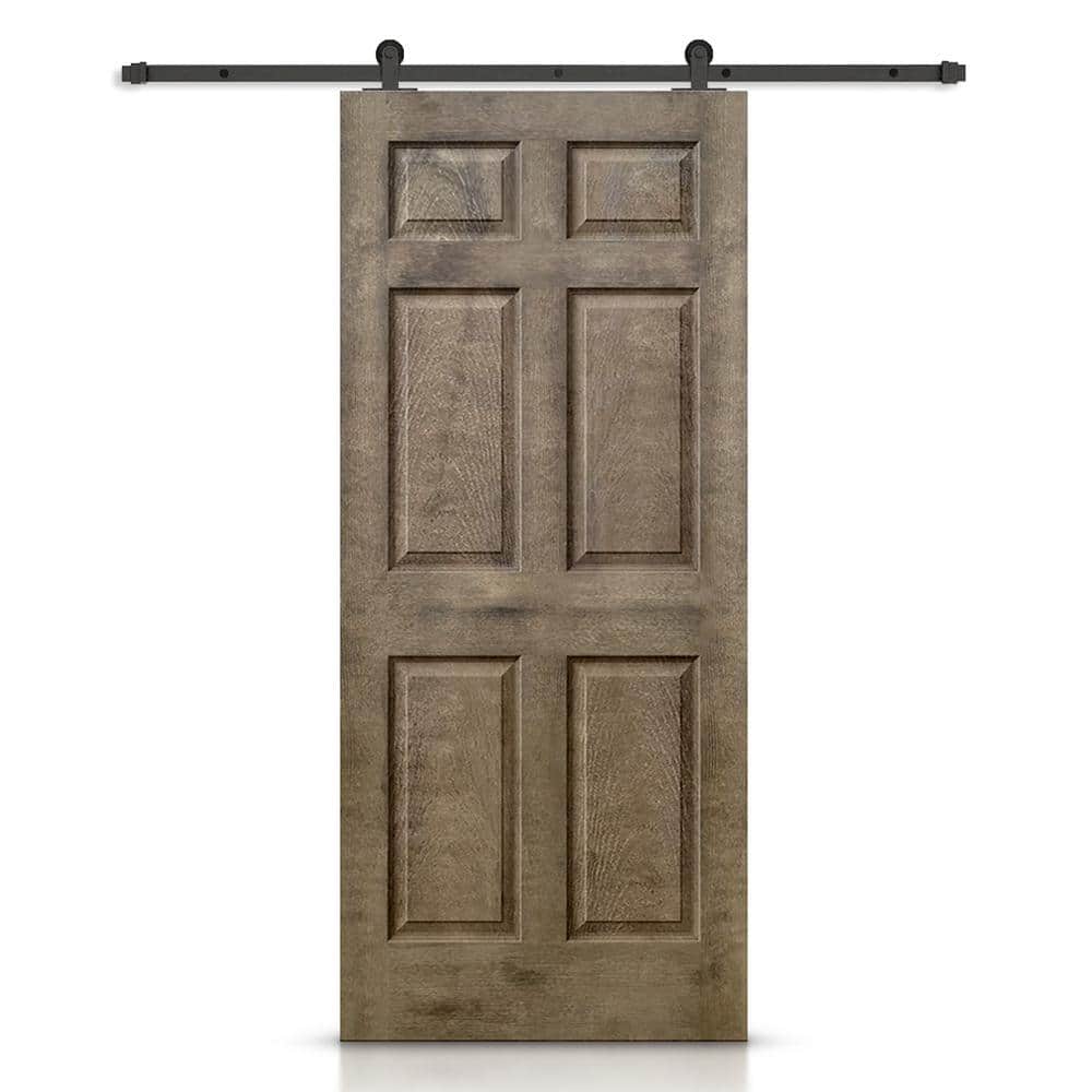 CALHOME 36 in. x 80 in. Vintage Brown Stain Composite MDF 6 Panel ...