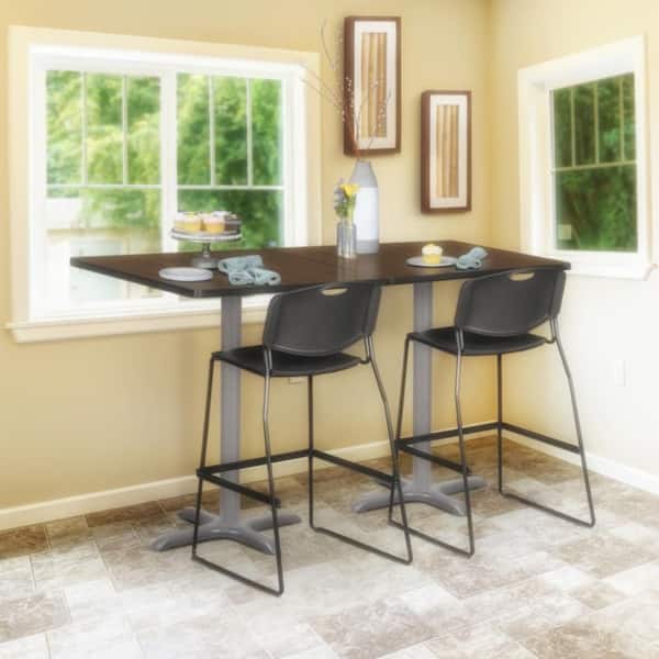 Regency Cain Small 30 in. Square Neo Walnut X-Base Cafe Table Desk with ...