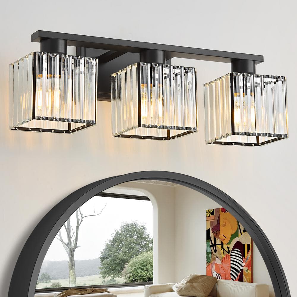 Deyidn Modern Luxury 21 in. 3-Light Black Bathroom Vanity Light with ...