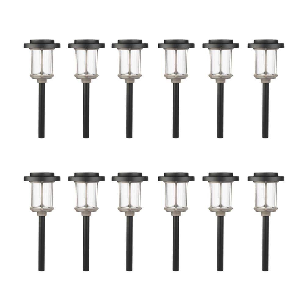 Hampton Bay 20 Lumens Solar 2-Tone Black and Gray Diecast LED Landscape ...