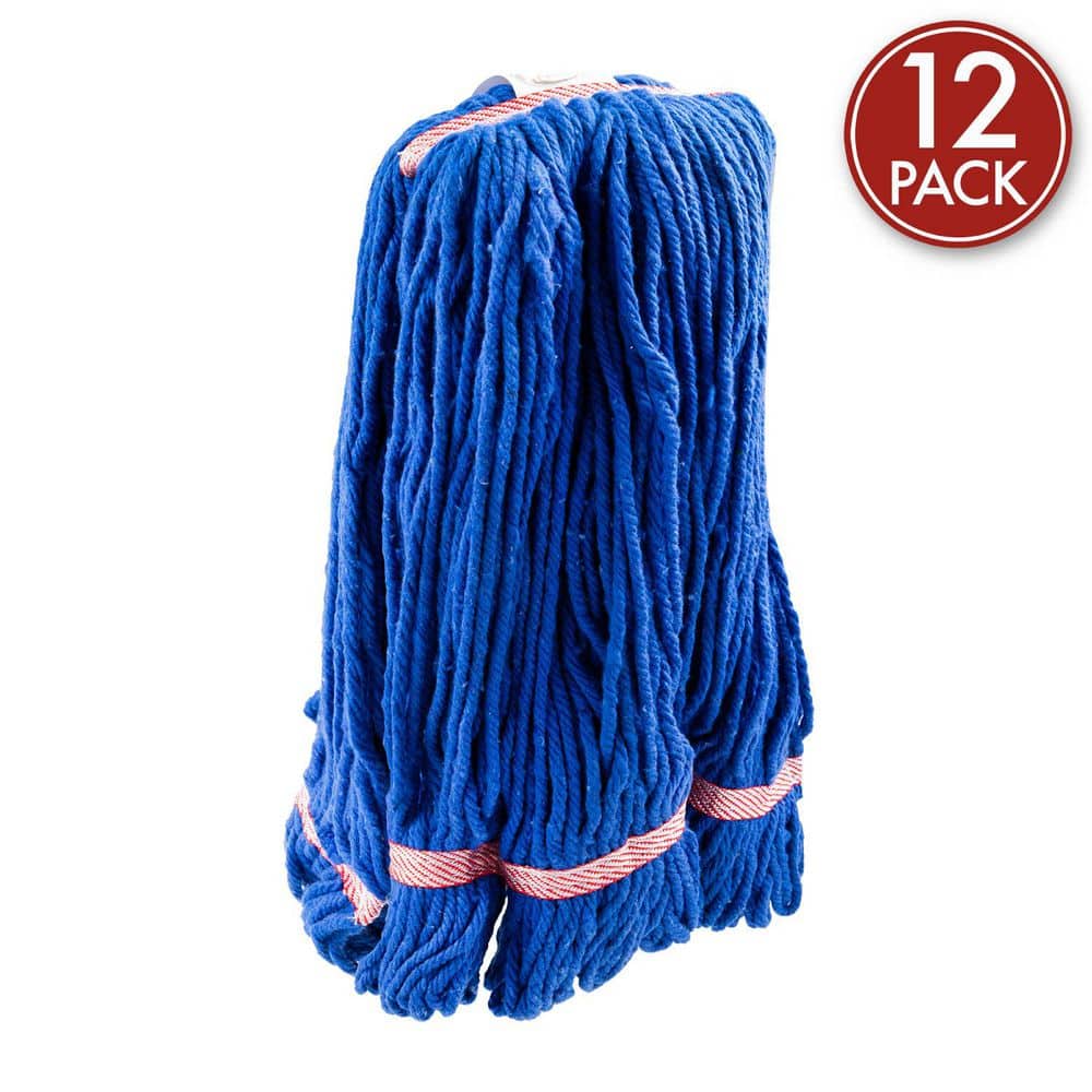 Libman Small String Mop Blended Looped-End Wet Mop Head (Blue) 12-Pack ...