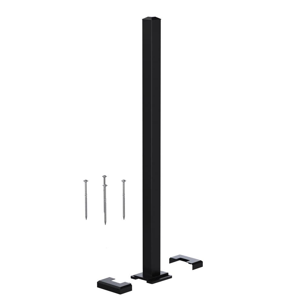 Peak Aluminum Railing 40 in. H x 4 in. W Matte Black Aluminum Deck ...