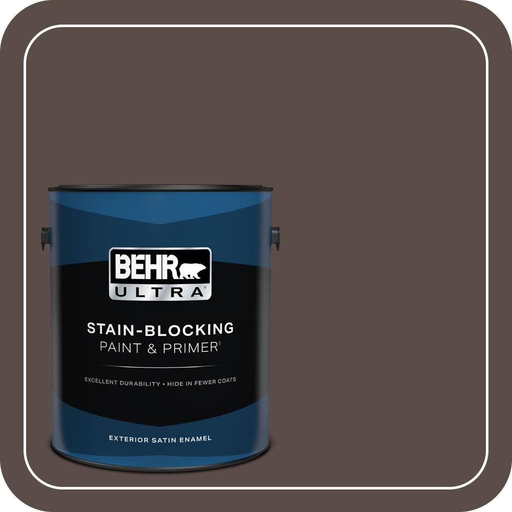 BEHR ULTRA 1 gal. #PPU5-19 Dark Truffle Satin Enamel Exterior Paint ...