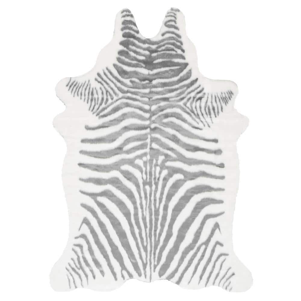 nuLOOM Faux Zebra Hide Gray 5 ft. x 7 ft. Shaped Rug GLCA02A-5067 - The ...