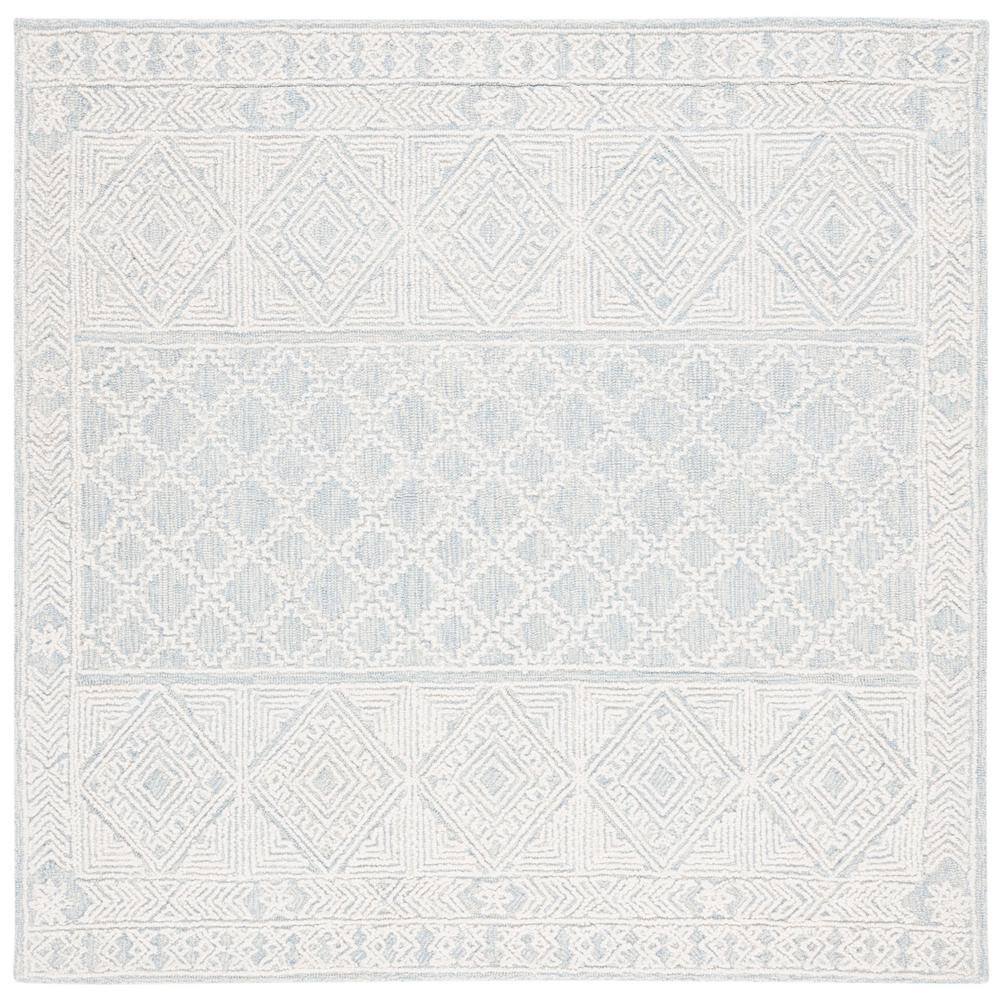 SAFAVIEH Abstract Blue/Ivory 6 ft. x 6 ft. Diamond Border Square Area ...