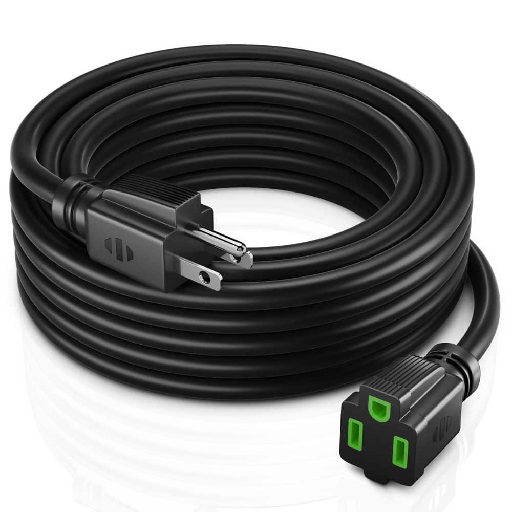 MAXIMM 15 ft. 16 / 3 Light Duty Indoor Extension Cord 13 Amps Black ...