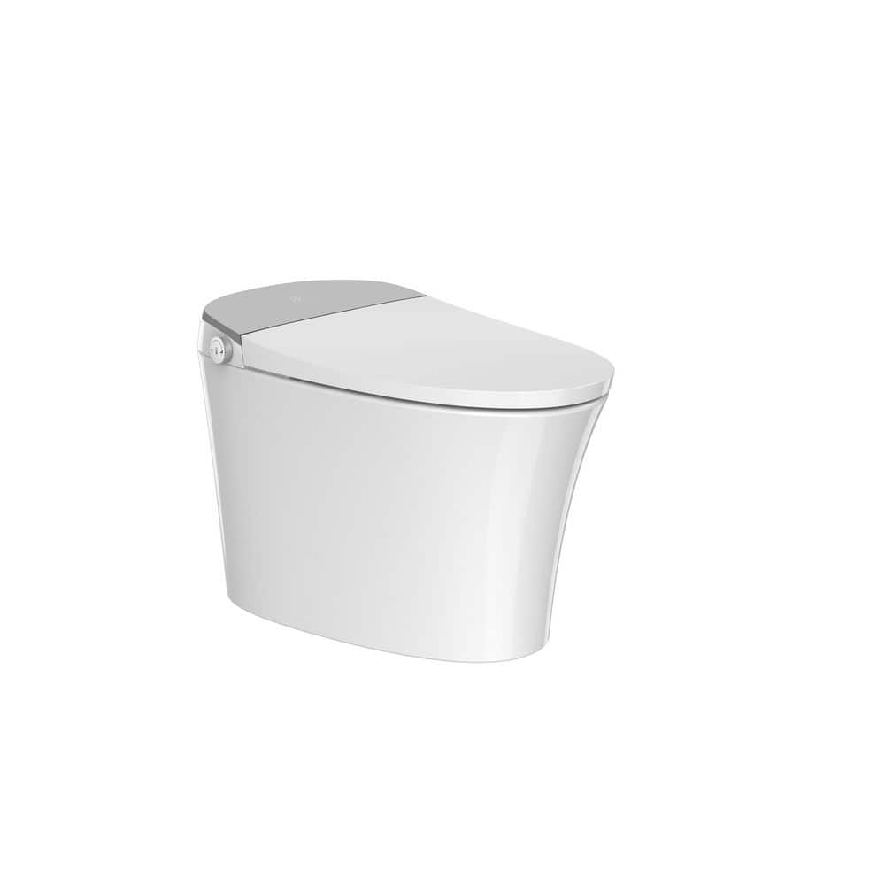 SmartFlow Elongated Bidet Toilet 1.28 GPF in White with Adjustable Warm ...