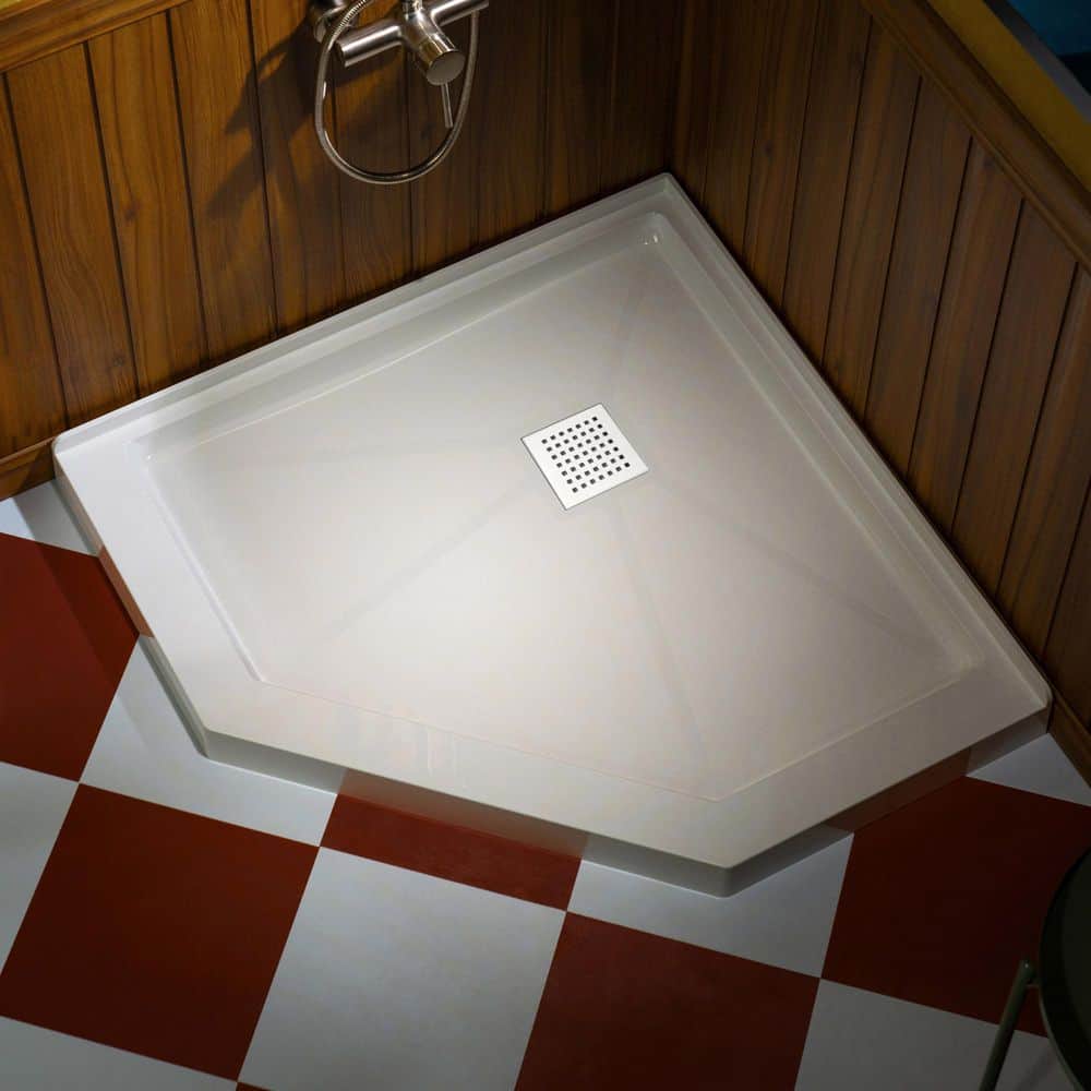 WOODBRIDGE 38 in. L x 38 in. W Neo-Angle Corner Shower Pan Base in ...