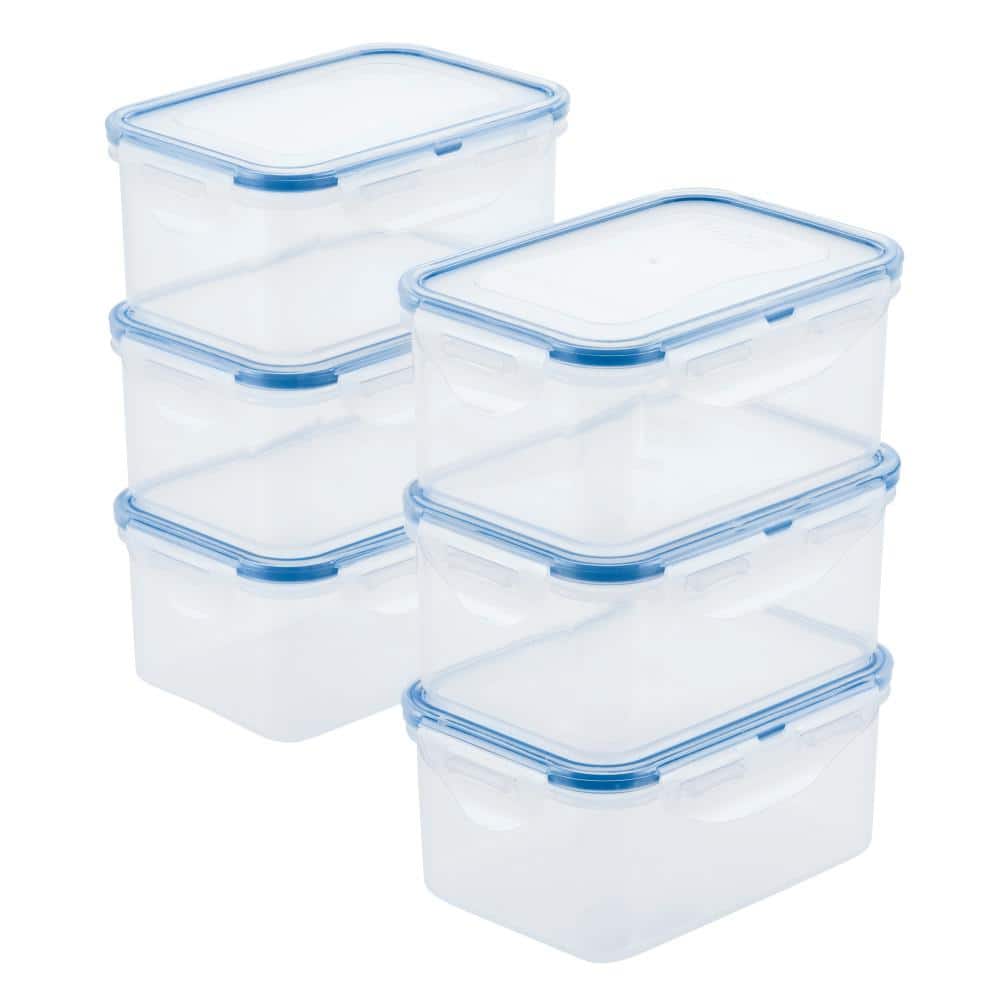 LOCK & LOCK Easy Essentials 6-Piece 20 oz. Rectangular Food Storage ...