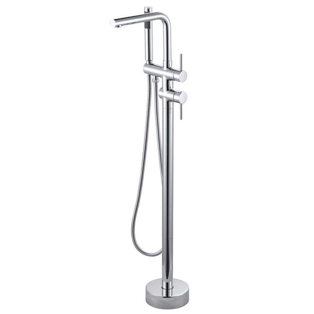 ALEASHA Single Handle Brass Freestanding Bathtub Faucet Floor Mount Tub ...