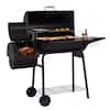 Royal Gourmet 30 in. Smoker Black Barrel Charcoal Grill with Offset ...