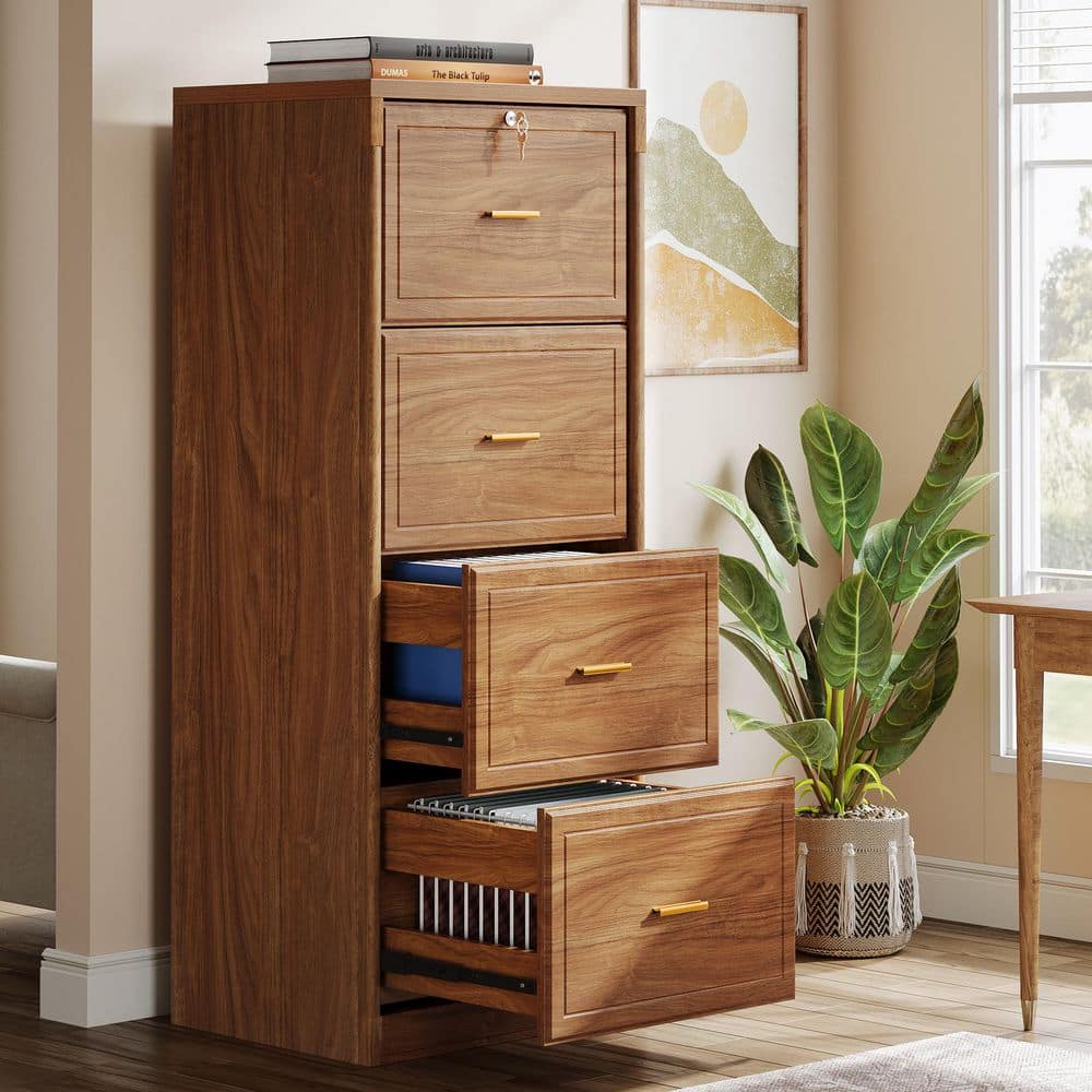 TRIBESIGNS WAY TO ORIGIN Cindy Tribesigns 4-Drawer Brown Wood 22.8 in ...
