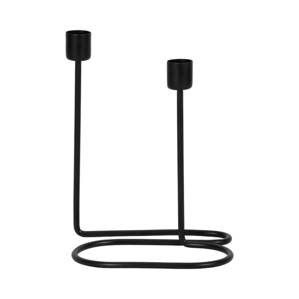 Liv & Skye Black 8 in. Metal Double Swirl 2-Taper Candle Holder 18189 ...