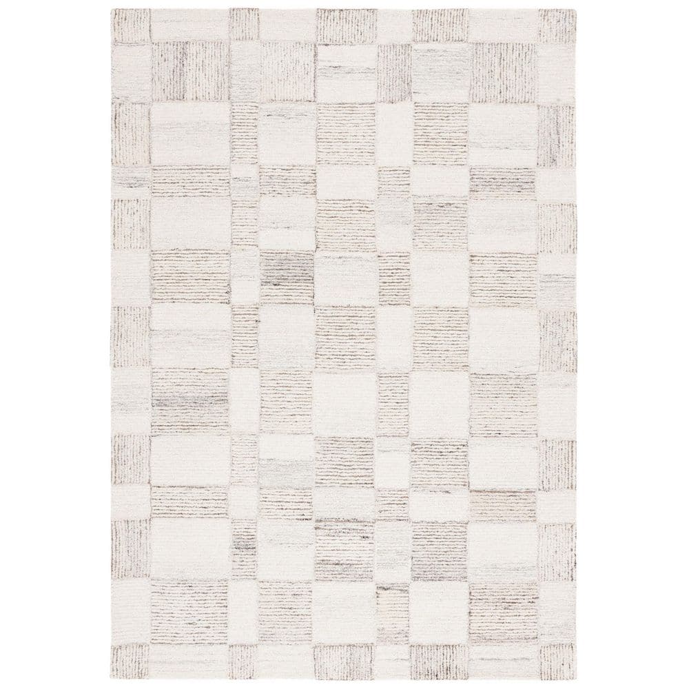 SAFAVIEH Pine 5 ft. x 8 ft. Beige/Brown Geometric Grid Area Rug PNE202B ...