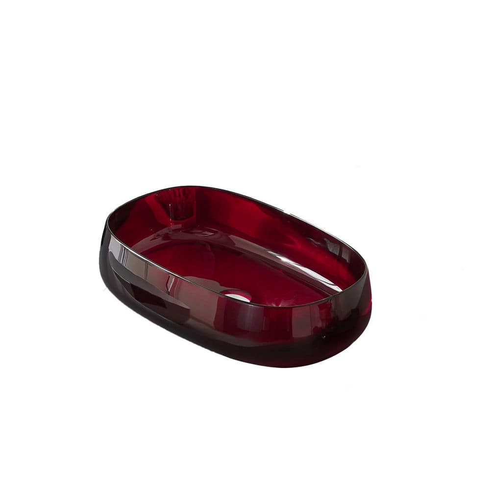 Xspracer Moray 21.65 in. Resin Vessel Oval Modern Bathroom Sink in Red ...