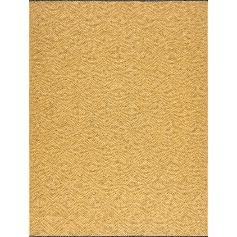 Tayse Rugs Alma Gold 8 ft. x 10 ft. Diamond Machine Washable Indoor ...