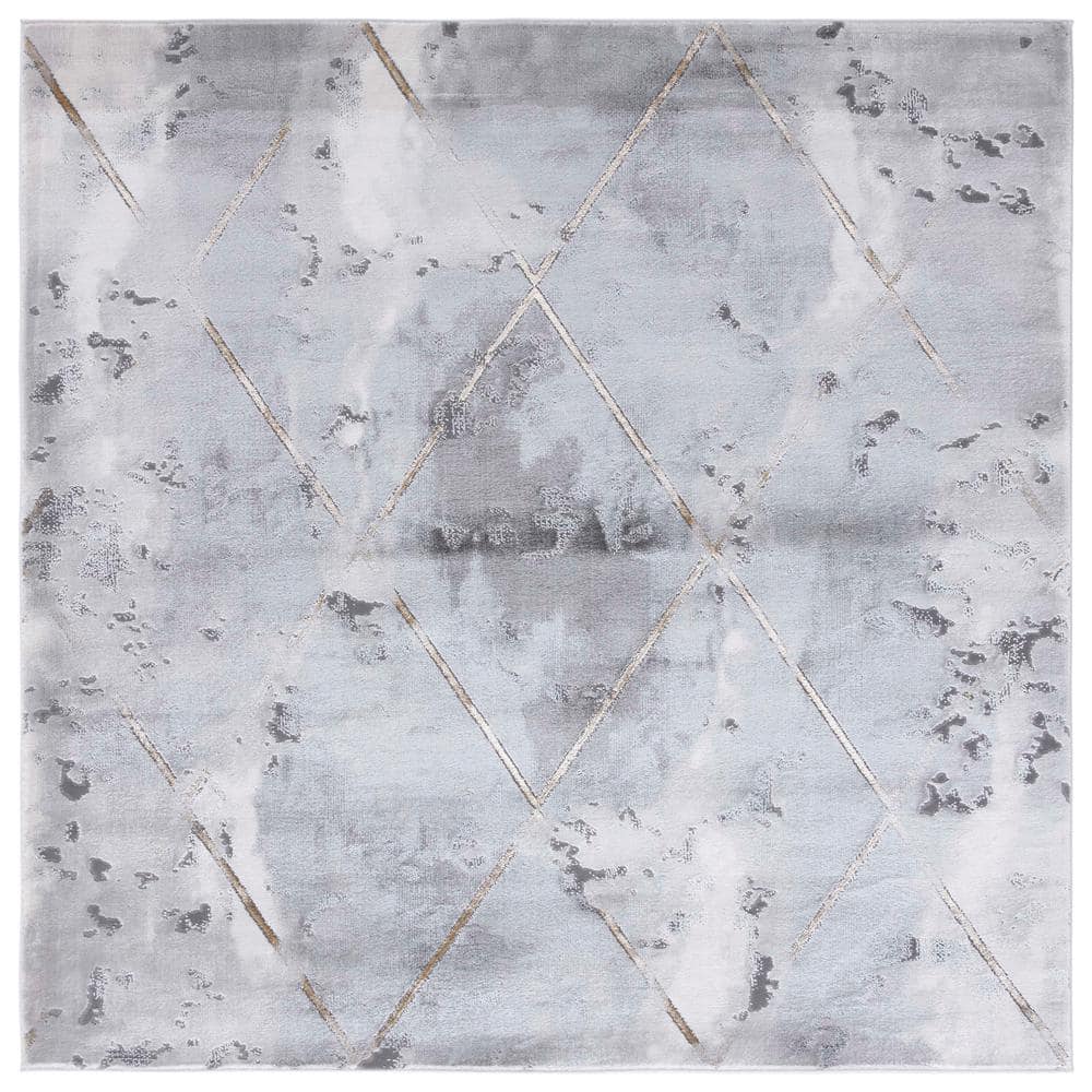 SAFAVIEH Craft Gray/Brown 7 ft. x 7 ft. Diamond Marble Square Area Rug ...