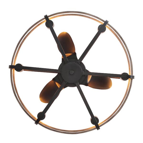 ANTOINE 25 in. Black Farmhouse Ceiling Fan Caged Ceiling Fan Indoor ...