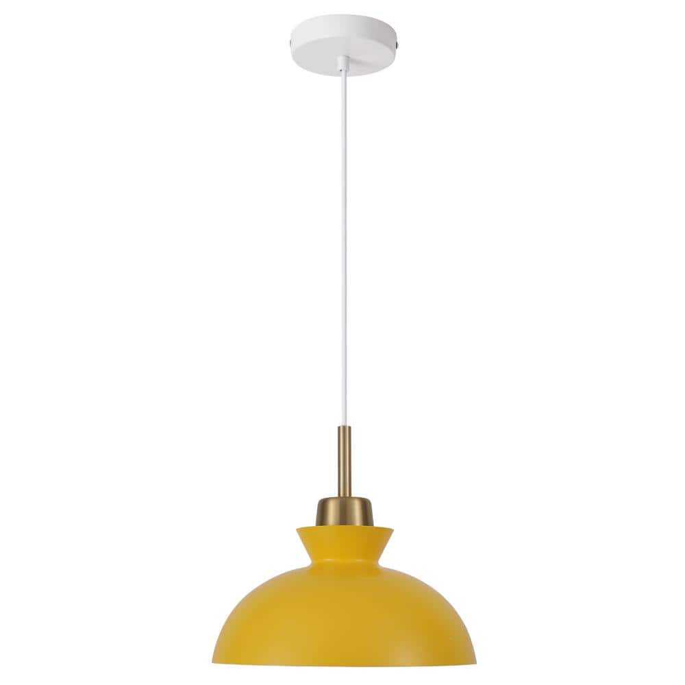 LWYTJO Lustre 11 in. 1-Light Yellow Dimmable Modern Industrial Metal ...