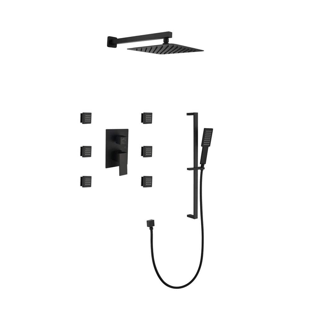 Lukvuzo 2-Spray 2 GPM Rectangular Wall Mounted Dual Shower System with ...