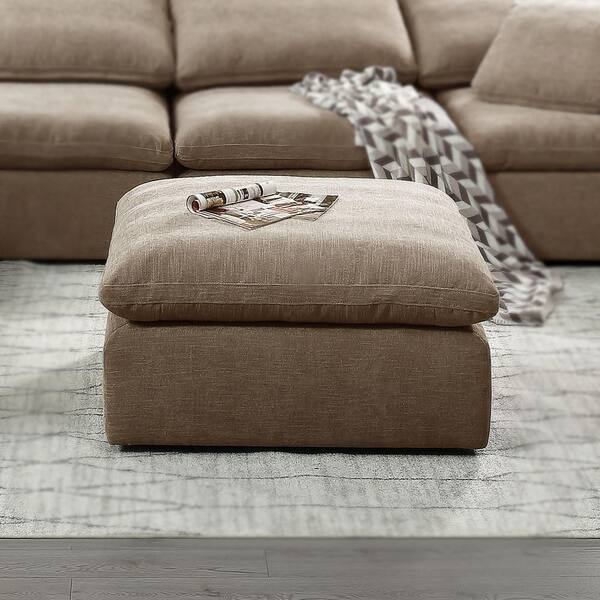 Acme Furniture Naveen Beige Linen Square Cube Single Ottoman LV55152 ...