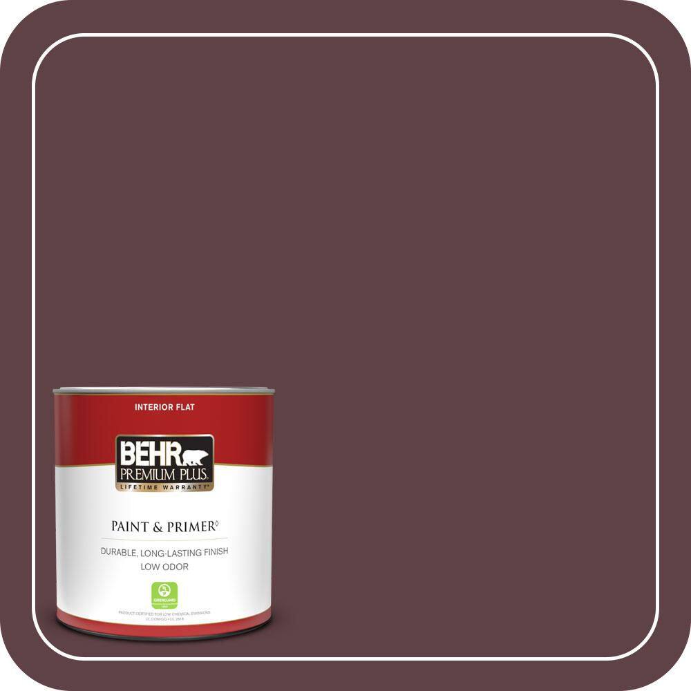 BEHR PREMIUM PLUS 1 qt. #110F-7 Deep Garnet Flat Low Odor Interior ...