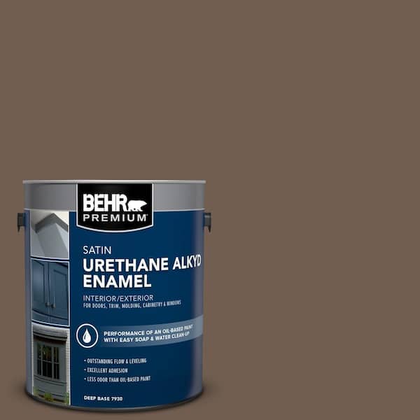 BEHR PREMIUM 1 gal. #PFC-35 Rich Brown Urethane Alkyd Satin Enamel ...