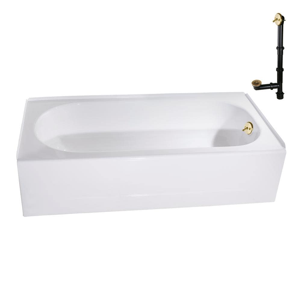 Streamline 60 in. x 30 in. Porcelain-Enameled Steel Alcove Bathtub ...