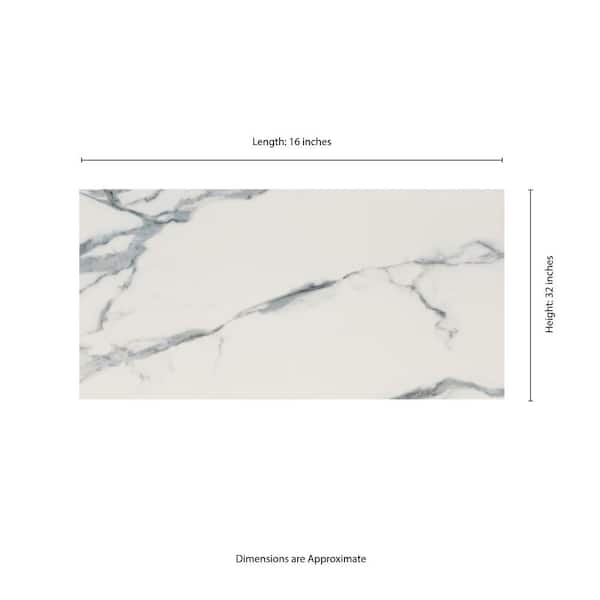 Buy Carrara Azul 16 in. x 32 in. Polished Porcelain Stone Look Floor ...