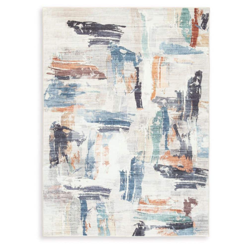 Signature DESIGN BY ASHLEY Hessland Blue/Beige 8 ft. x 10 ft. Abstract ...