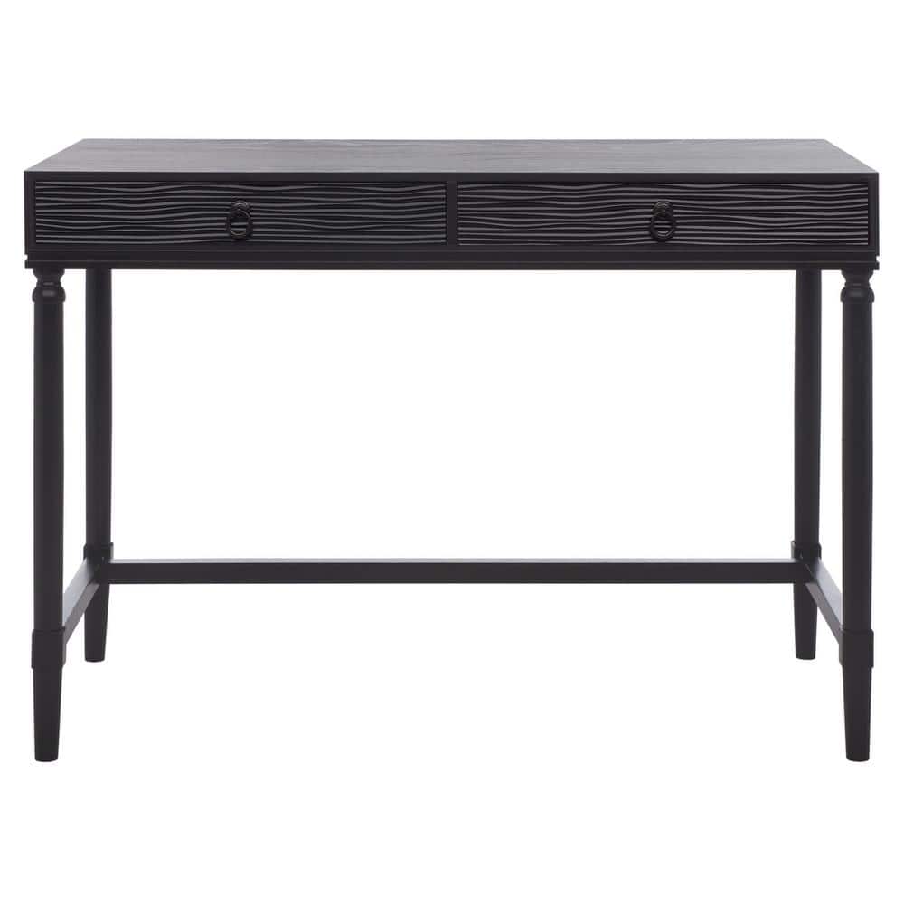 SAFAVIEH Rhyne 42 in. Black Wood 2-Drawer Writing Desk DSK5702D - The ...