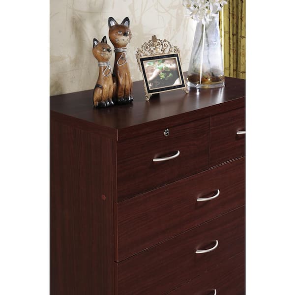 Hodedah hi70dr mahogany chest of drawers with locks store