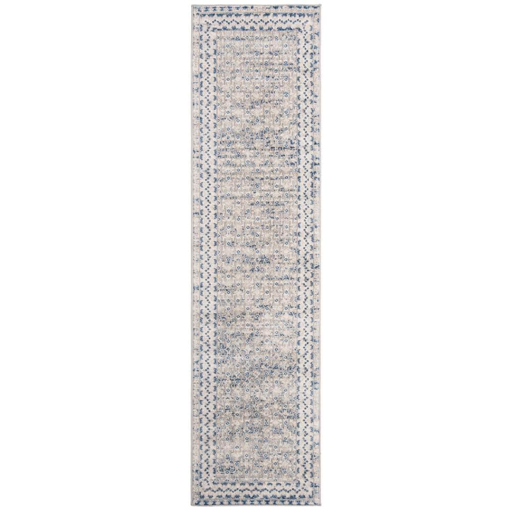SAFAVIEH Brentwood Light Grey/Blue 2 ft. x 14 ft. Border Runner Rug ...