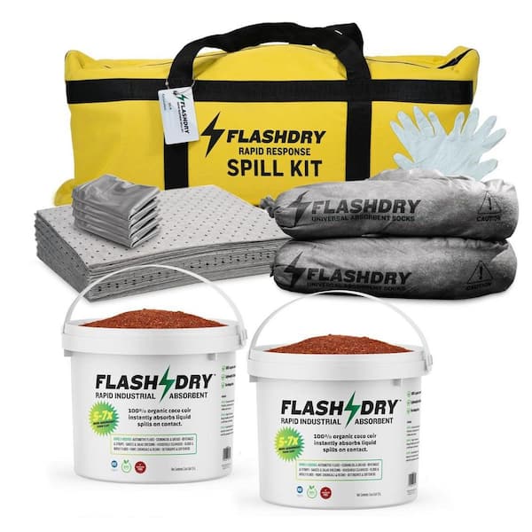 FLASHDRY Portable Spill Absorber Kit with 15 Absorbent Pads and 2 ...
