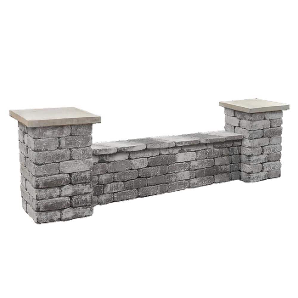 ROMANSTONE 19.75 in. x 110.25 in. x 31.5 in. Charcoal Blend Outdoor Weathered Concrete Seat Wall ...