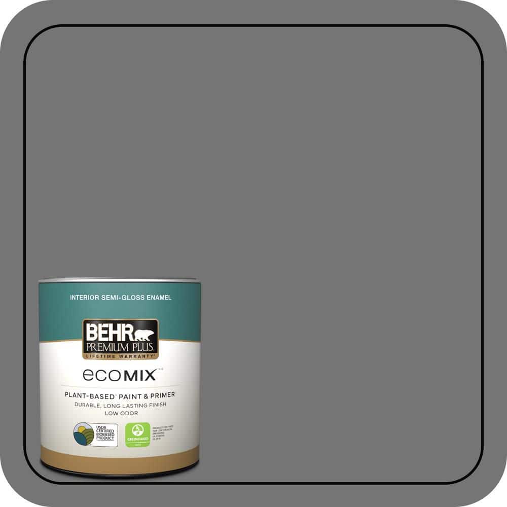 BEHR PREMIUM PLUS 1 qt. #N520-5 Iron Mountain Semi-Gloss Enamel EcoMix ...