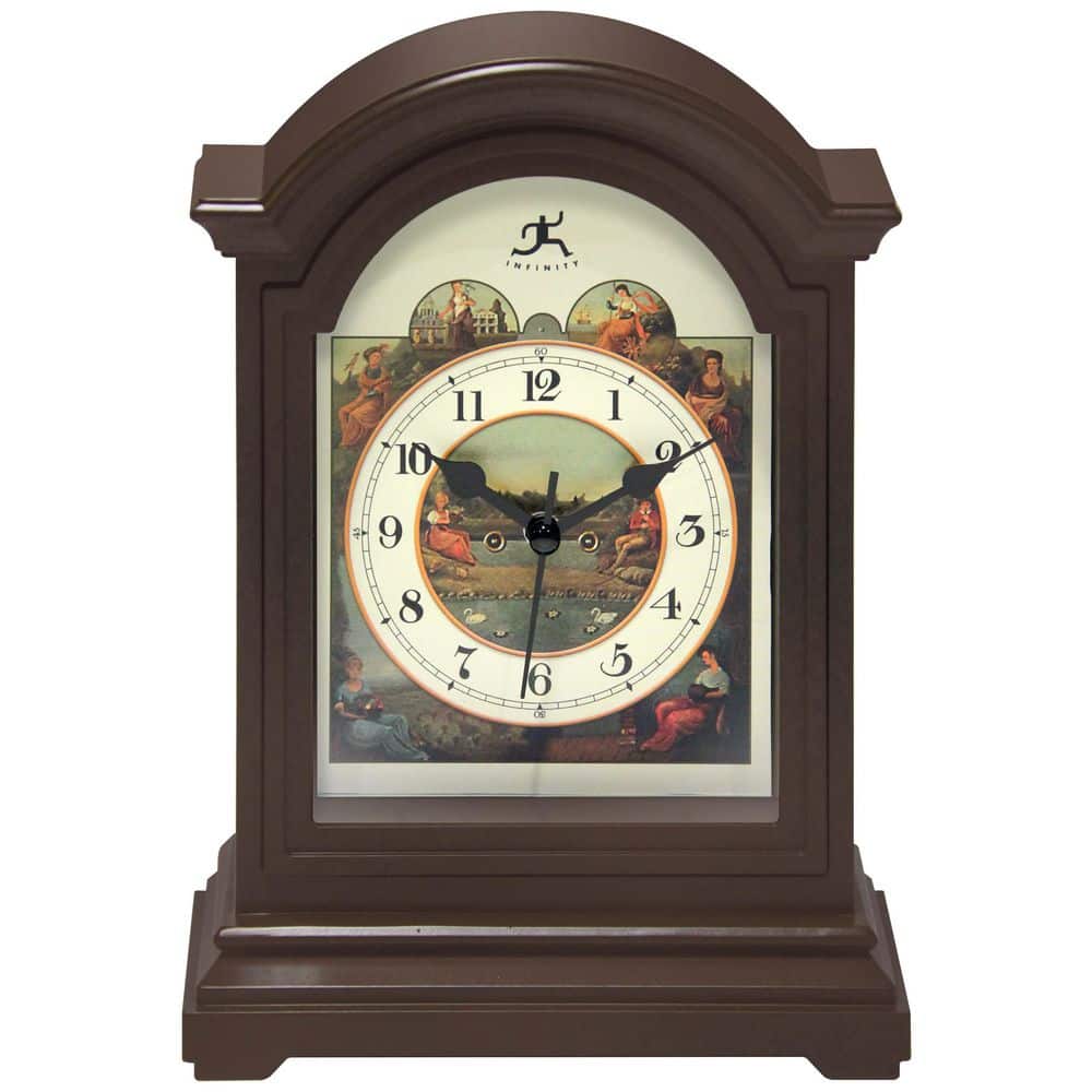Infinity Instruments Brown Plastic Grandfather-Style Tabletop Clock ...