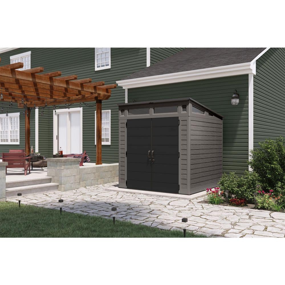 Suncast Modernist 7 ft. W x 7 ft. D Plastic Resin Storage Shed with ...